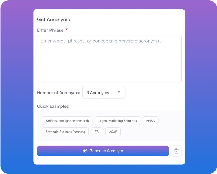 Free AI Acronym Generator | Generate Acronyms or Full Forms