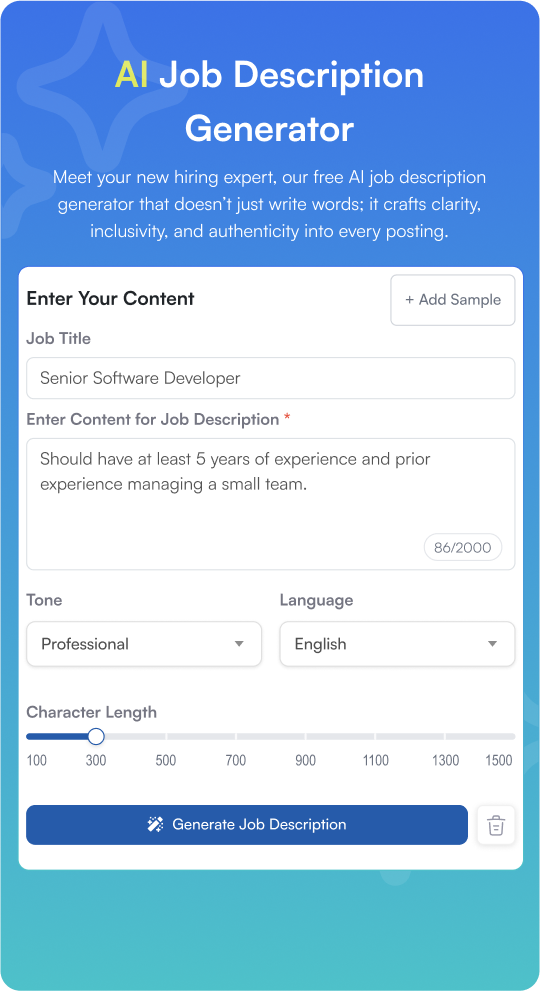 AI Job Description Generator Online | Unlimited & Free