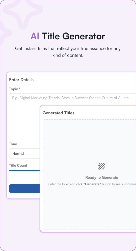 Free AI Title Generator Online Tool| Unlimited